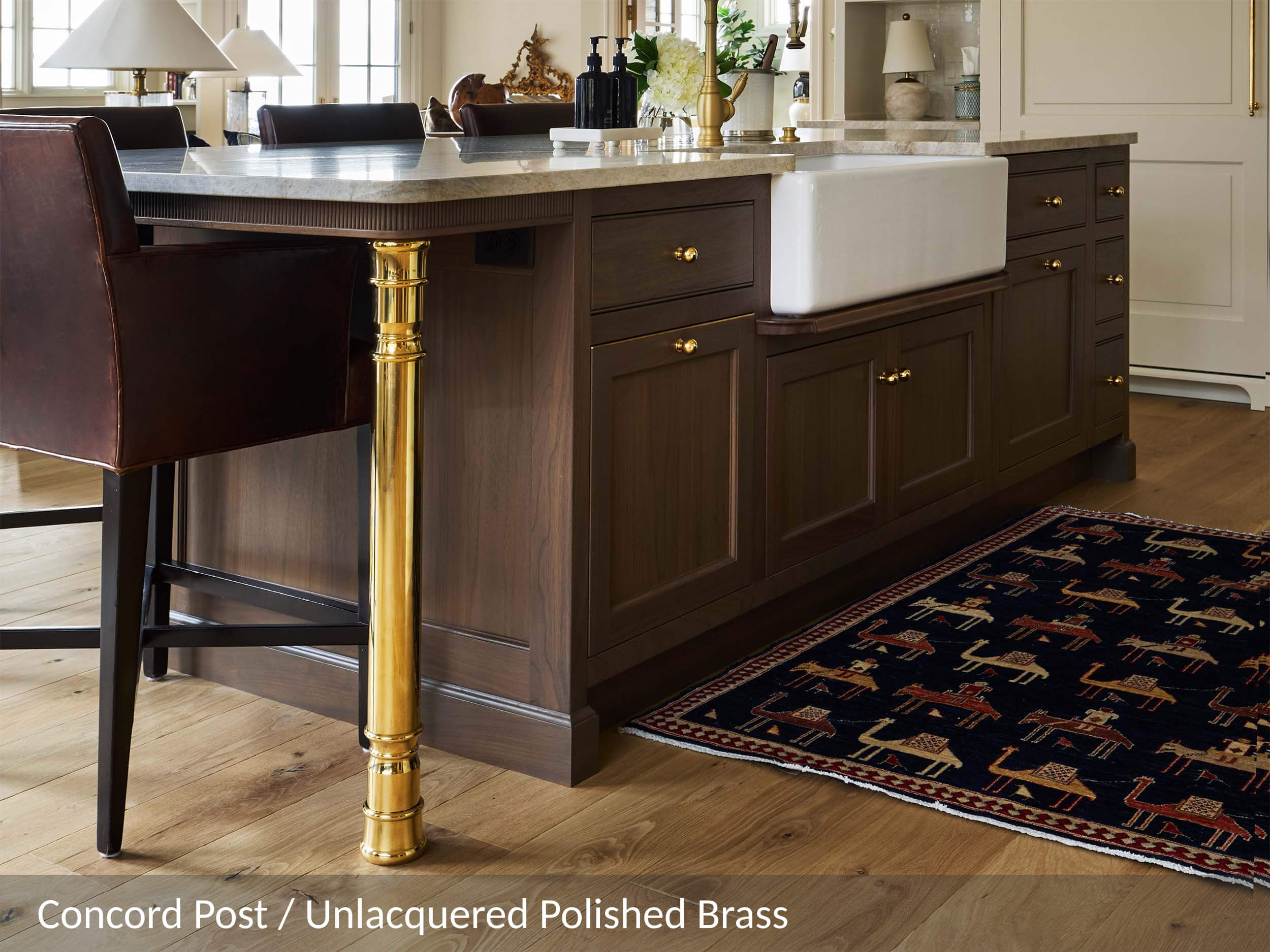 Concord Post - Solid Brass Kitchen Island Leg | Tradition Hardware